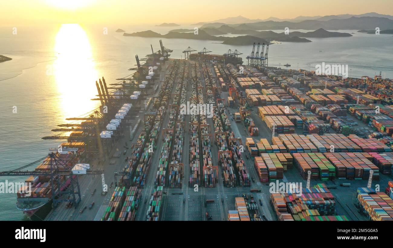 Aerial photo shows the busy Yantian International Port Terminal in ...