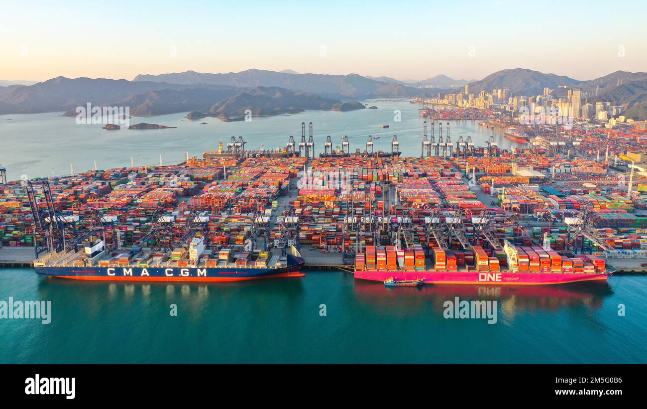 Aerial photo shows the busy Yantian International Port Terminal in ...