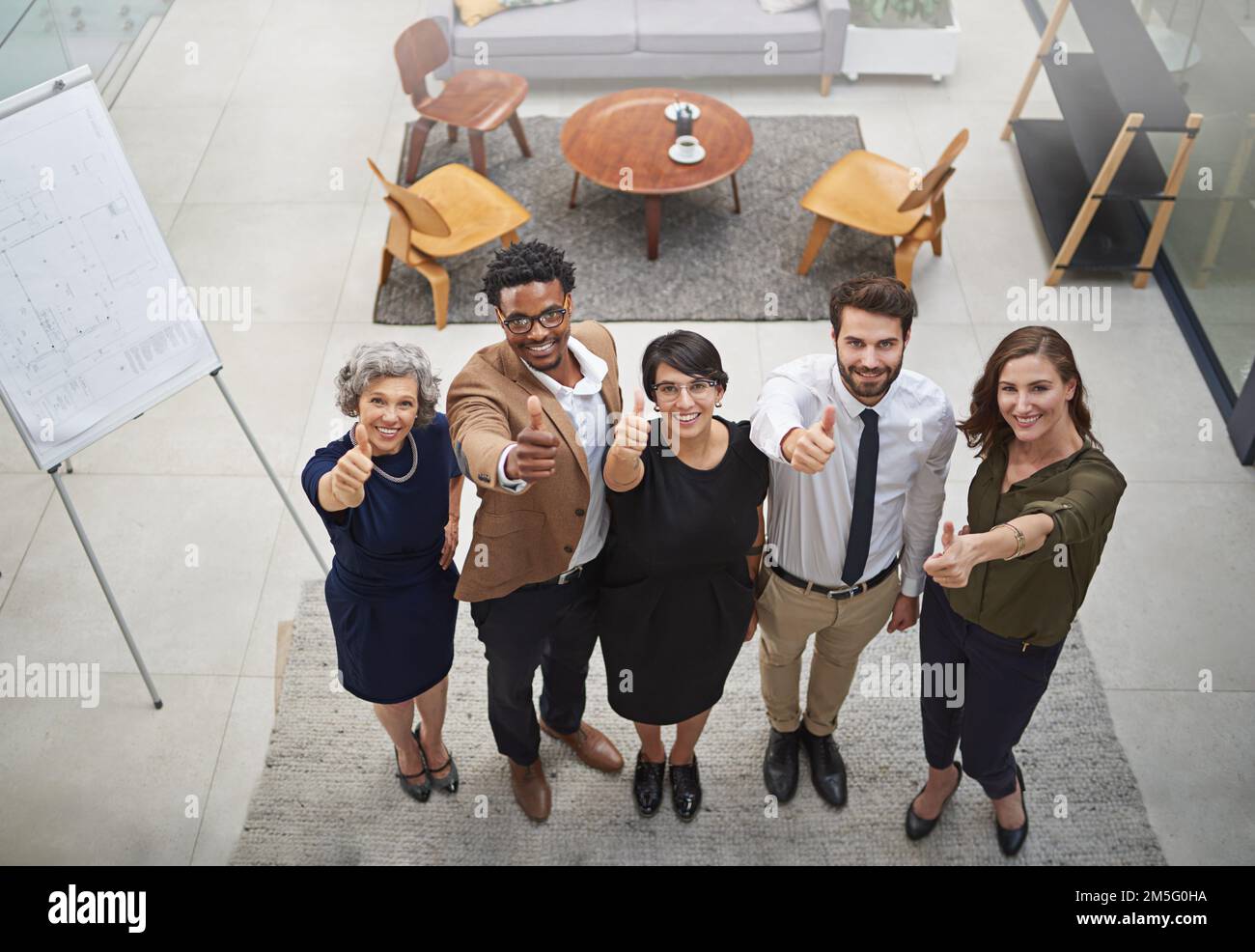 We say yes to success. High angle portrait of a diverse group of ...