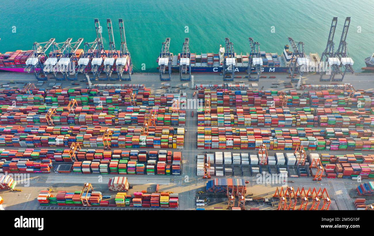 Aerial photo shows the busy Yantian International Port Terminal in ...