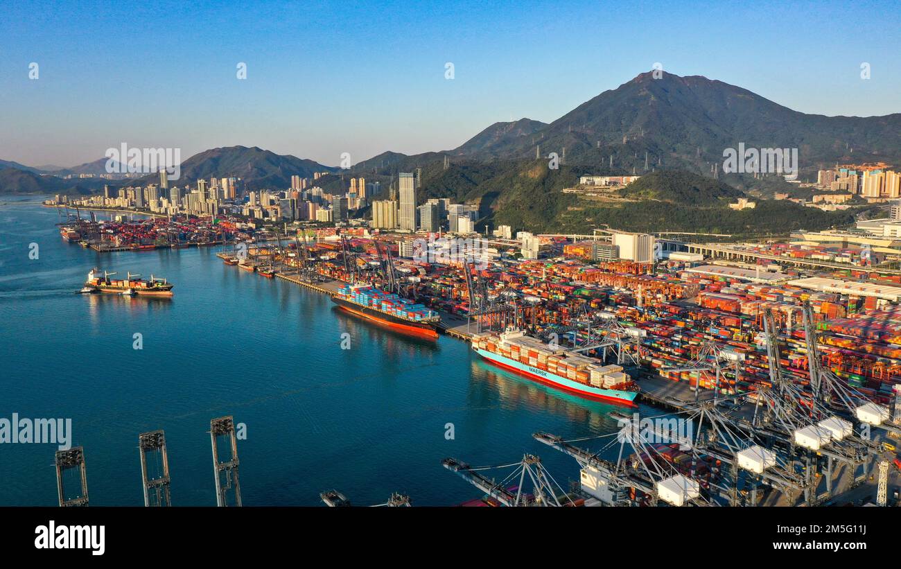 Aerial photo shows the busy Yantian International Port Terminal in ...