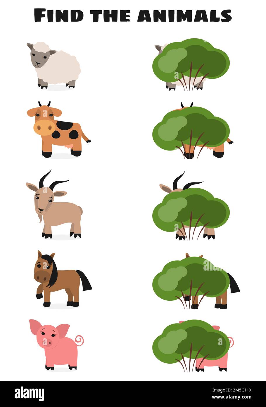 Find The Animals Education Game For Kids Farm Animals Stock Vector find-the-animals-education-game-for-kids-farm-animals-stock-vector