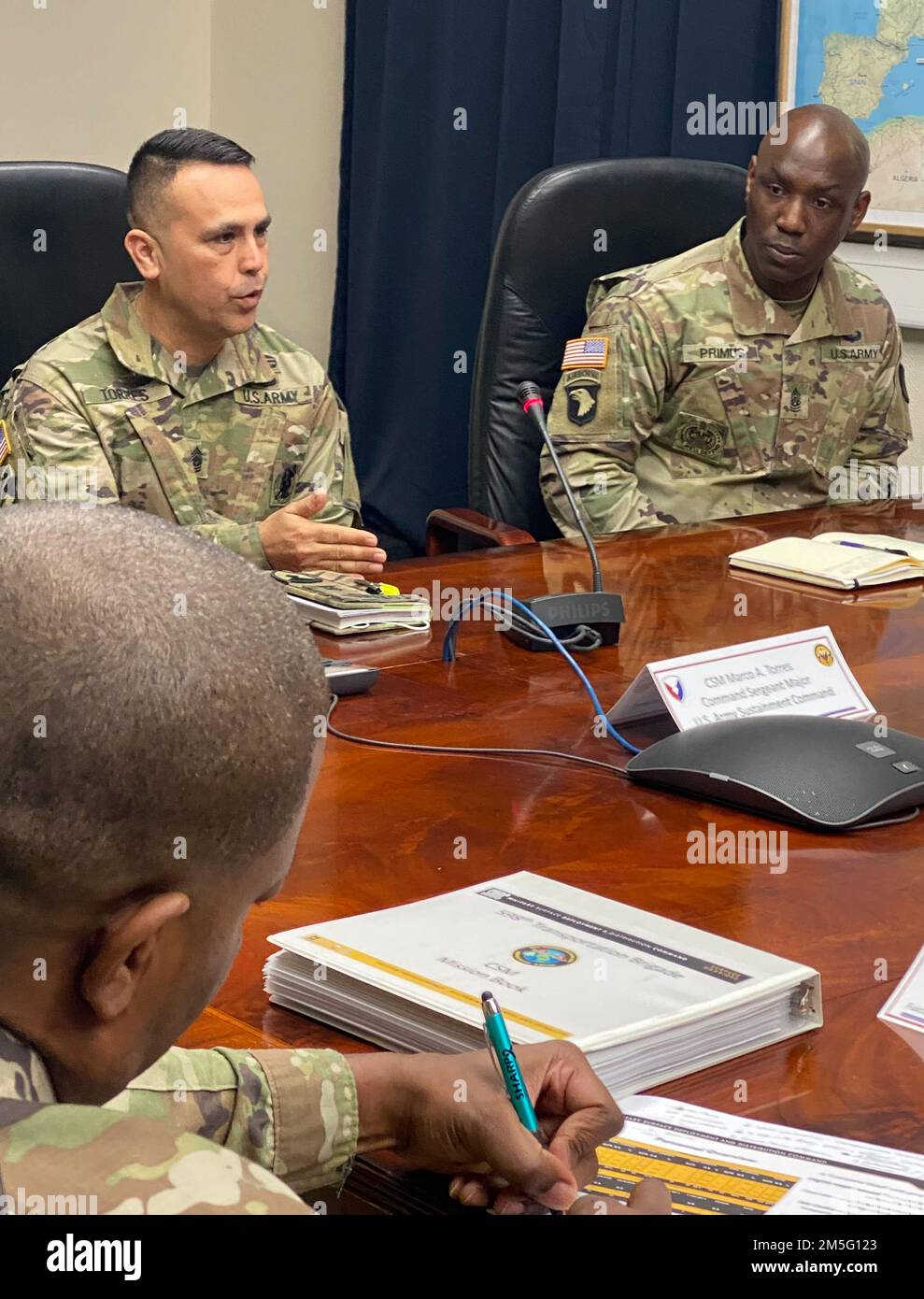A sergeant major takes copious notes as Command Sgt. Maj. Marco Torres ...
