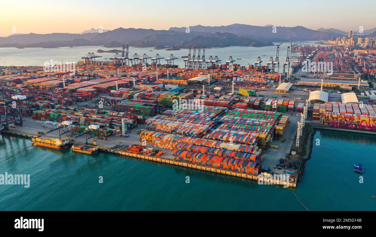 Aerial photo shows the busy Yantian International Port Terminal in ...