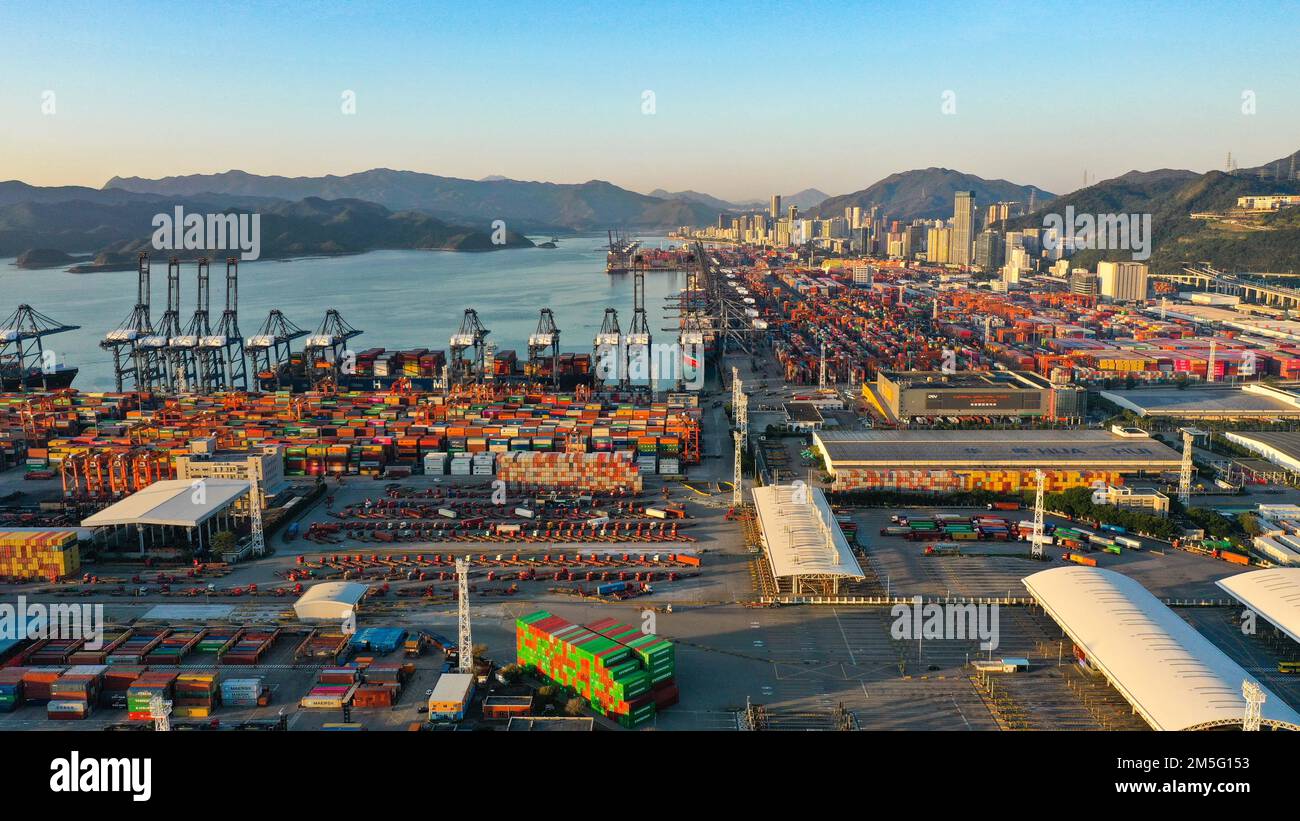 Aerial photo shows the busy Yantian International Port Terminal in ...