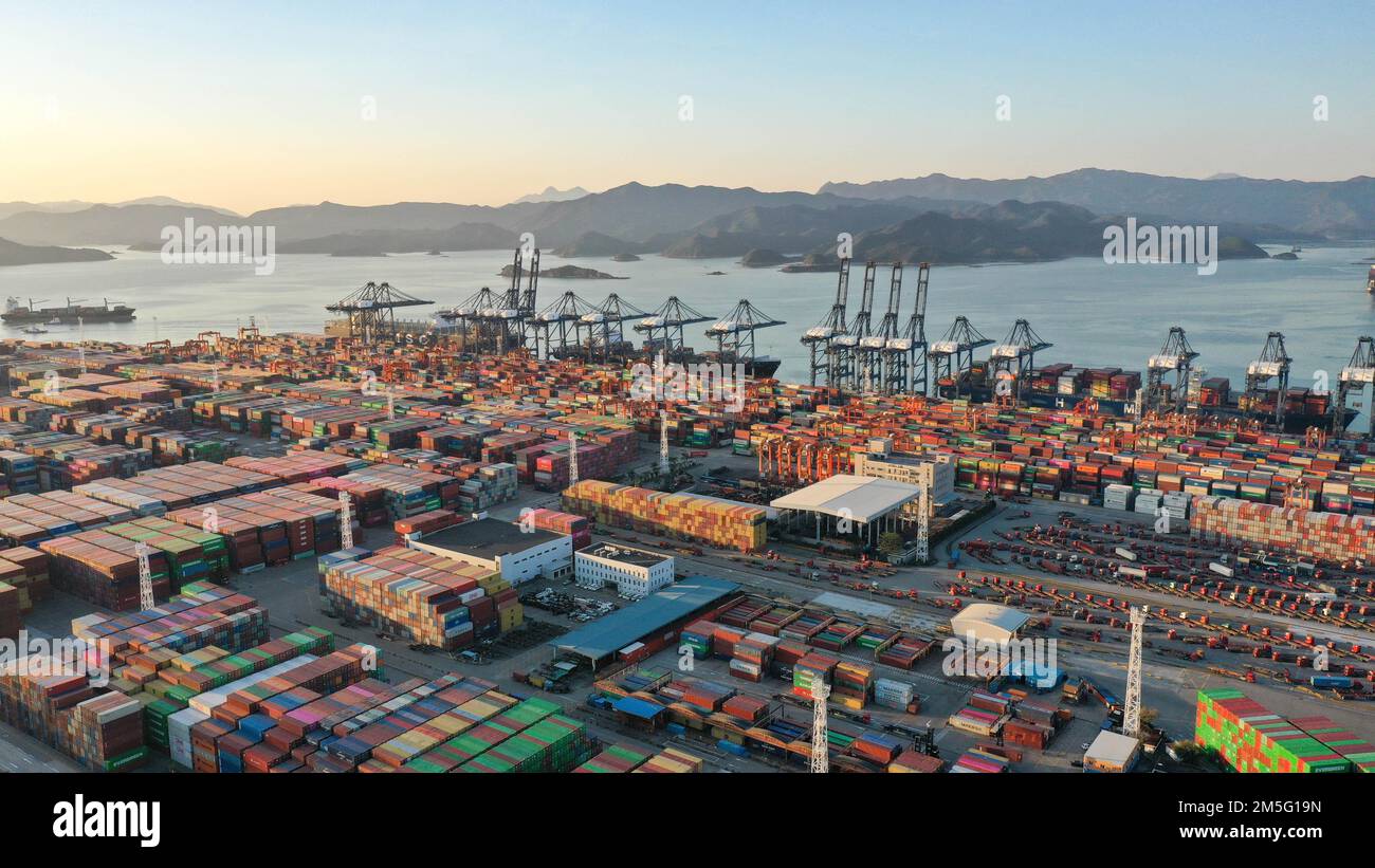 Aerial photo shows the busy Yantian International Port Terminal in ...
