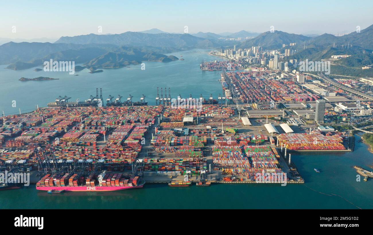 Aerial photo shows the busy Yantian International Port Terminal in ...