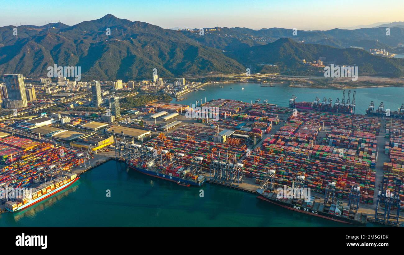 Aerial photo shows the busy Yantian International Port Terminal in ...