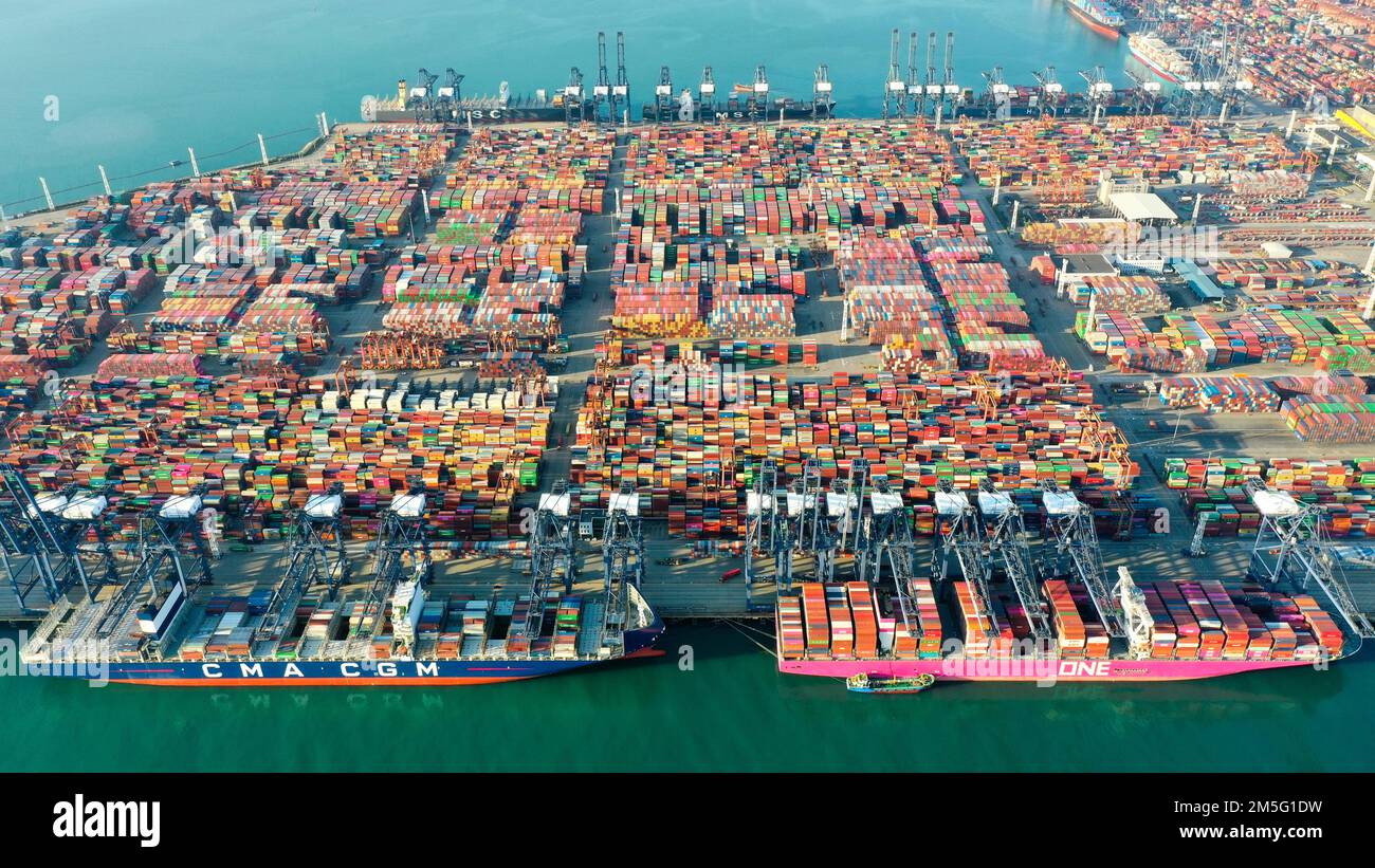 Aerial photo shows the busy Yantian International Port Terminal in ...