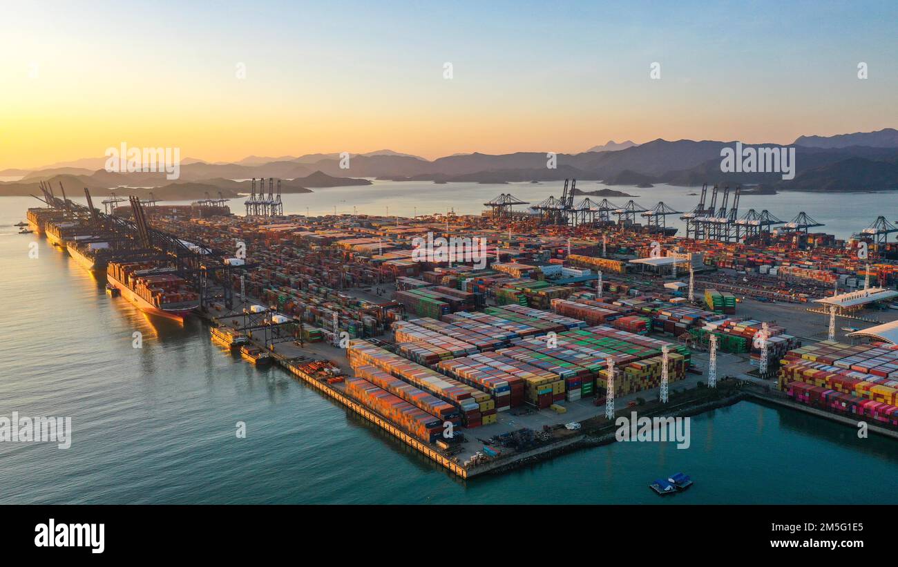 Aerial photo shows the busy Yantian International Port Terminal in ...