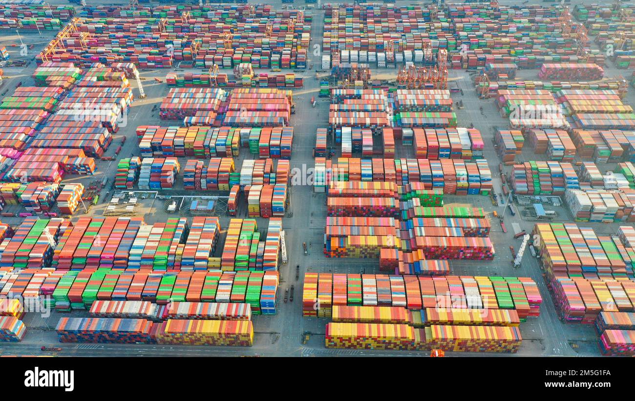 Aerial photo shows the busy Yantian International Port Terminal in ...