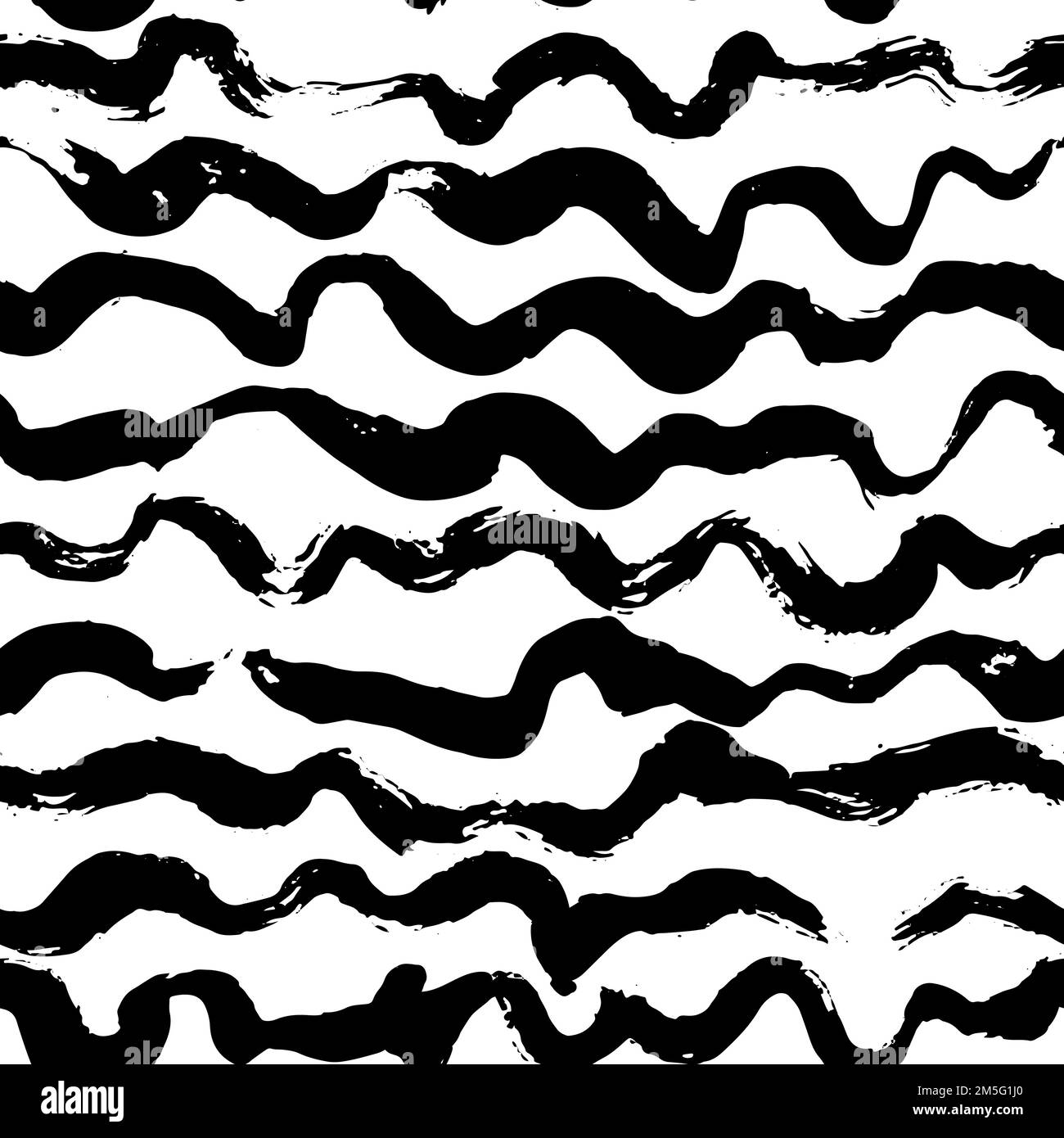 Seamless Grunge Waves Hand Drawn Dry Brush Sea Style Pattern Stock ...