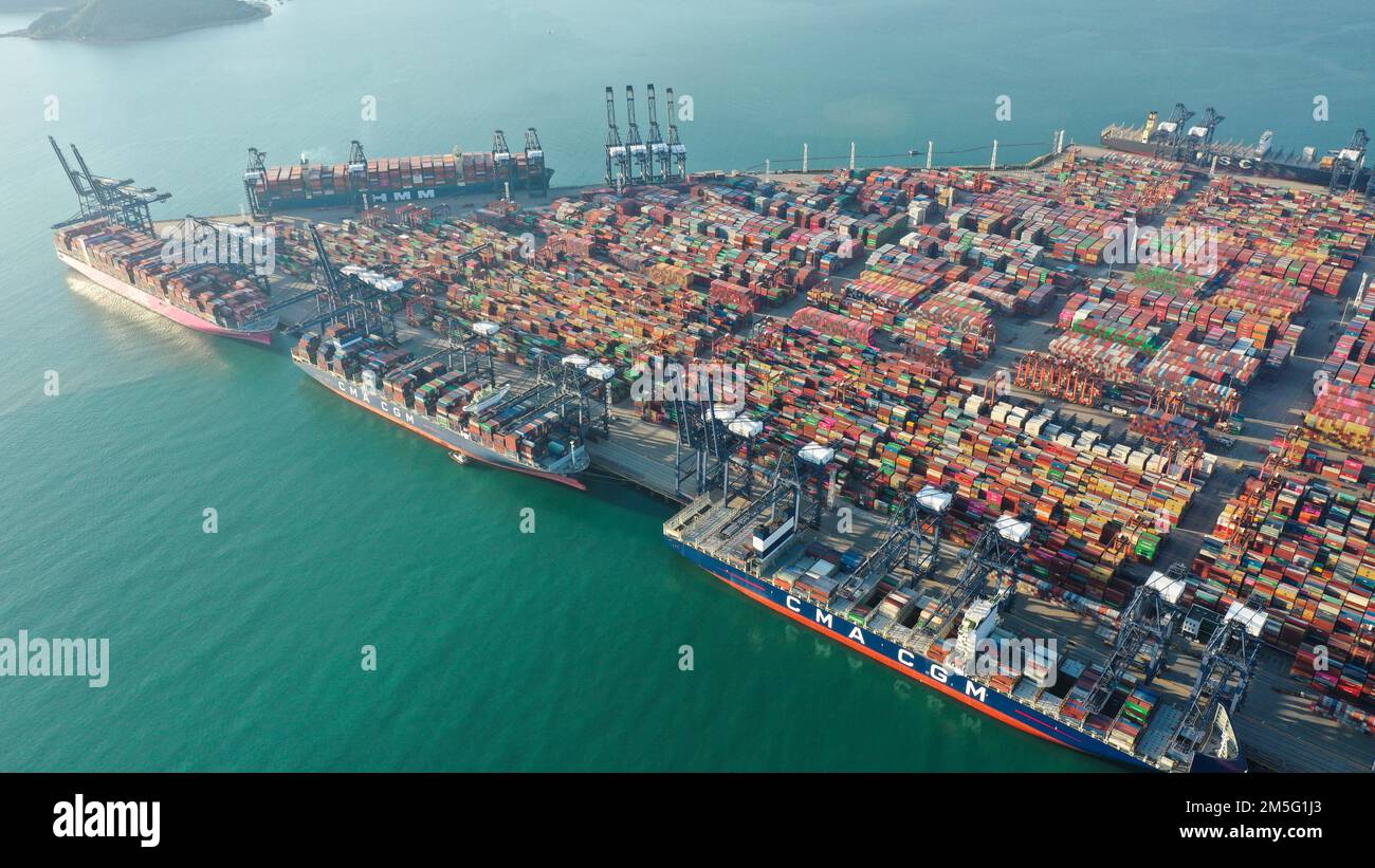 Aerial photo shows the busy Yantian International Port Terminal in ...