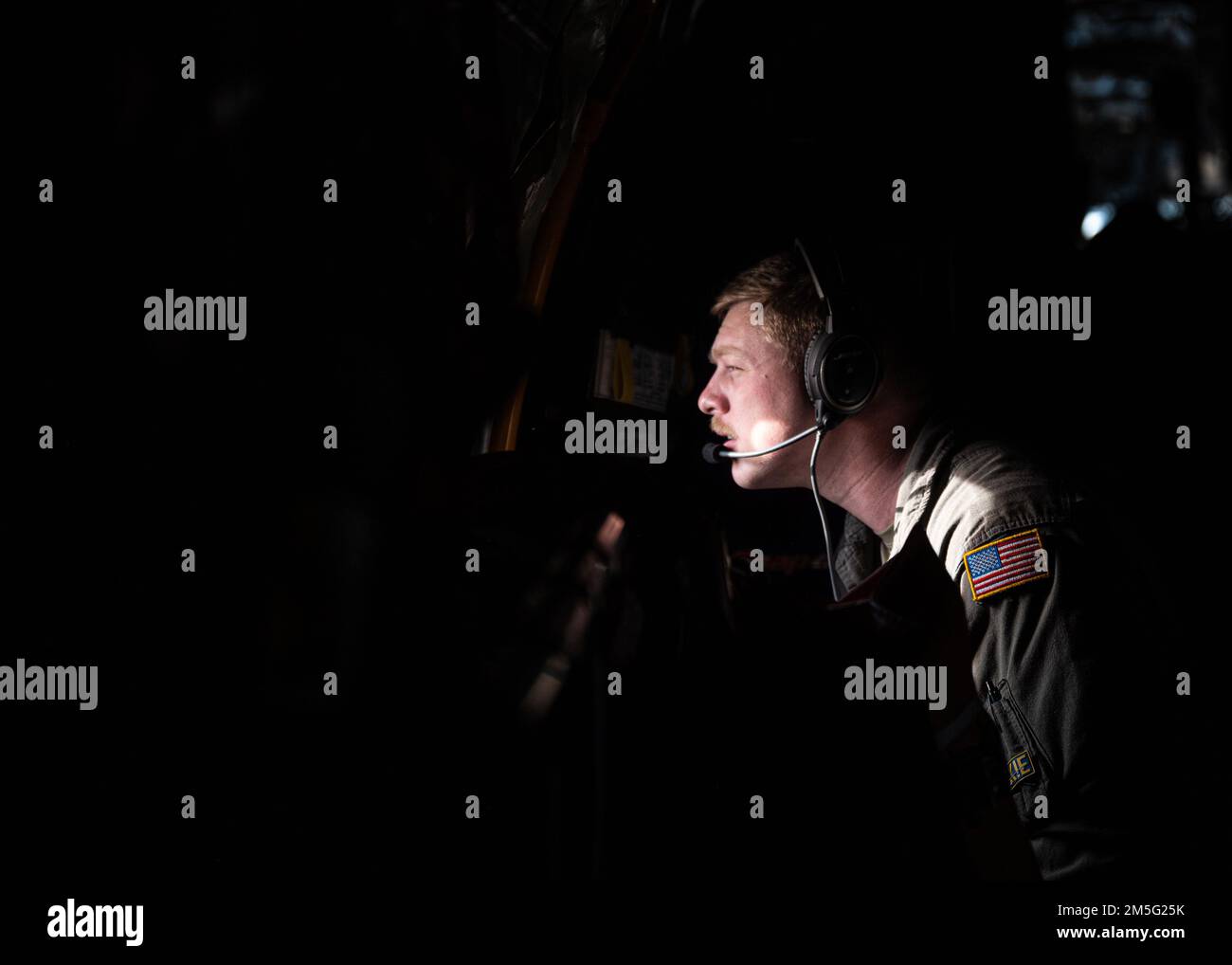 U.S. Air Force Staff Sgt. Cole Mayo, a boom operator assigned to 106th ...