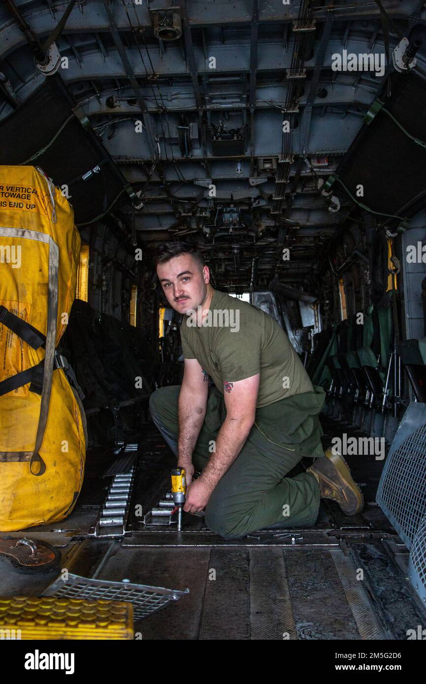 U.S. Marine Corps Lance Cpl. Jason Boucher, a helicopter airframe ...