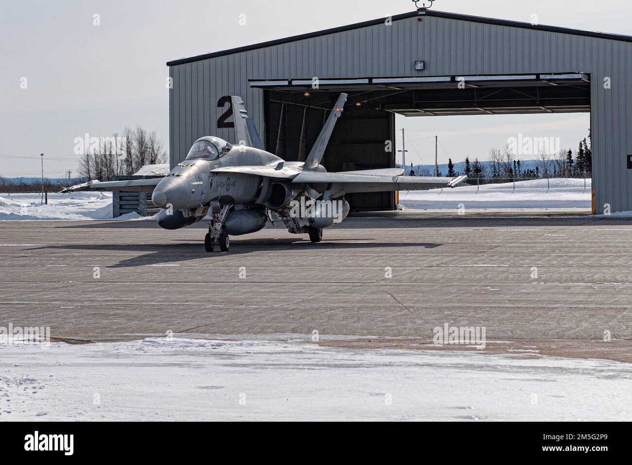 A Royal Canadian Air Force CF-18 fighter jet from 433 Squadron prepares ...
