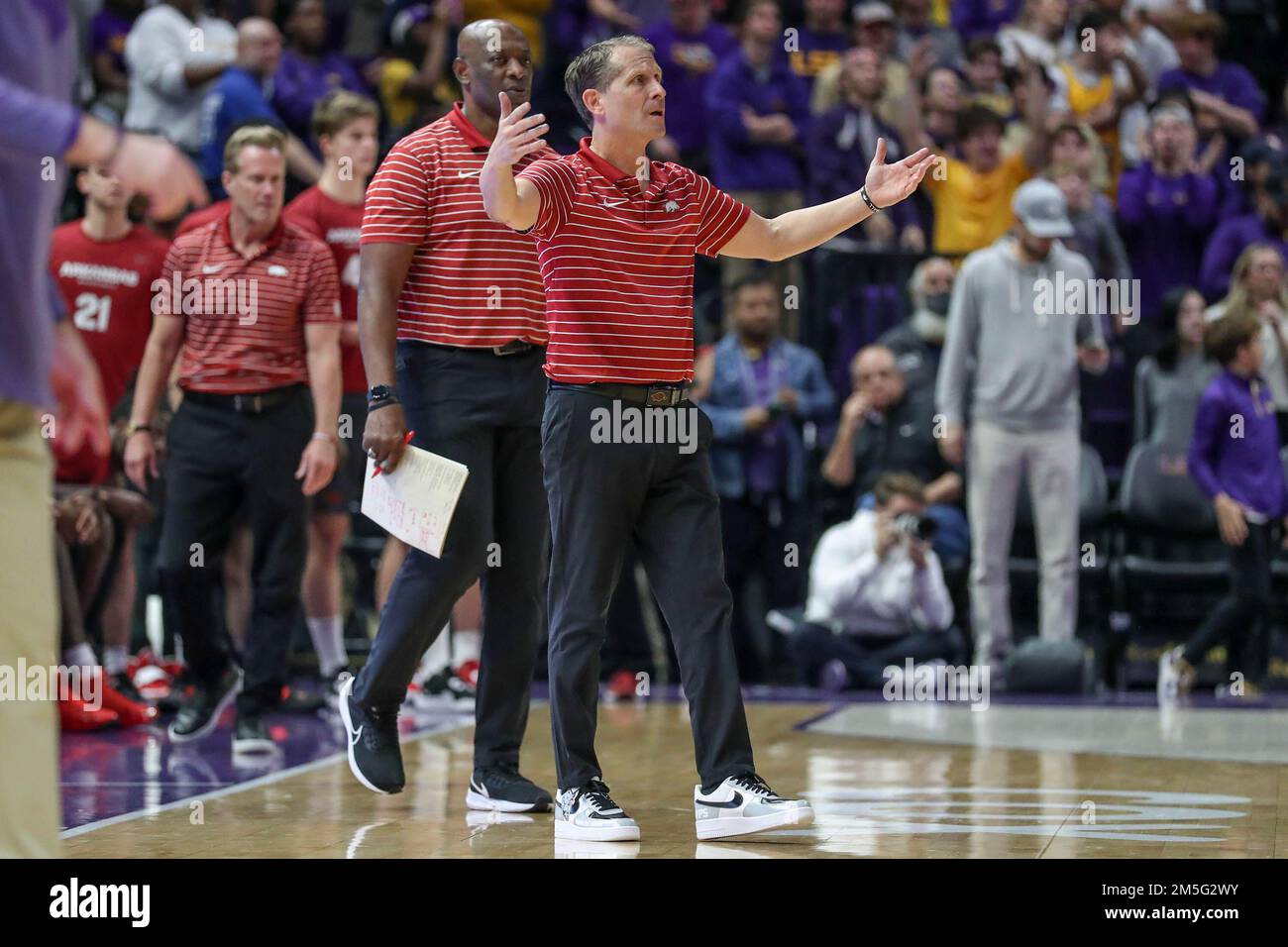 December 28, 2022: Arkansas Head Coach Eric Musselman questions a non ...