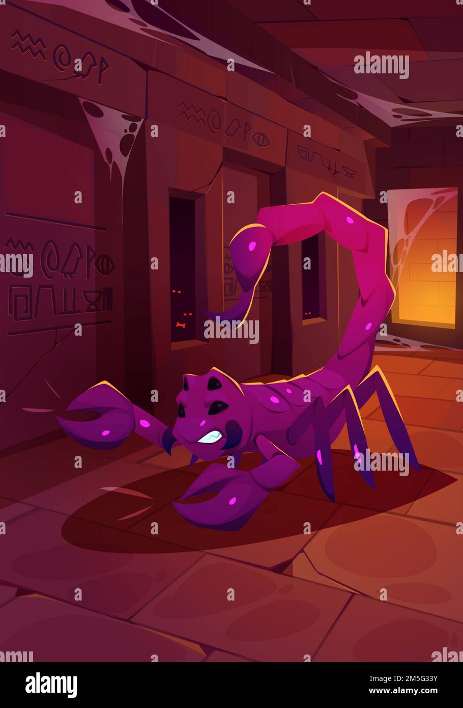 Monster scorpion inside ancient Egyptian pyramid. Abandoned pharaoh ...