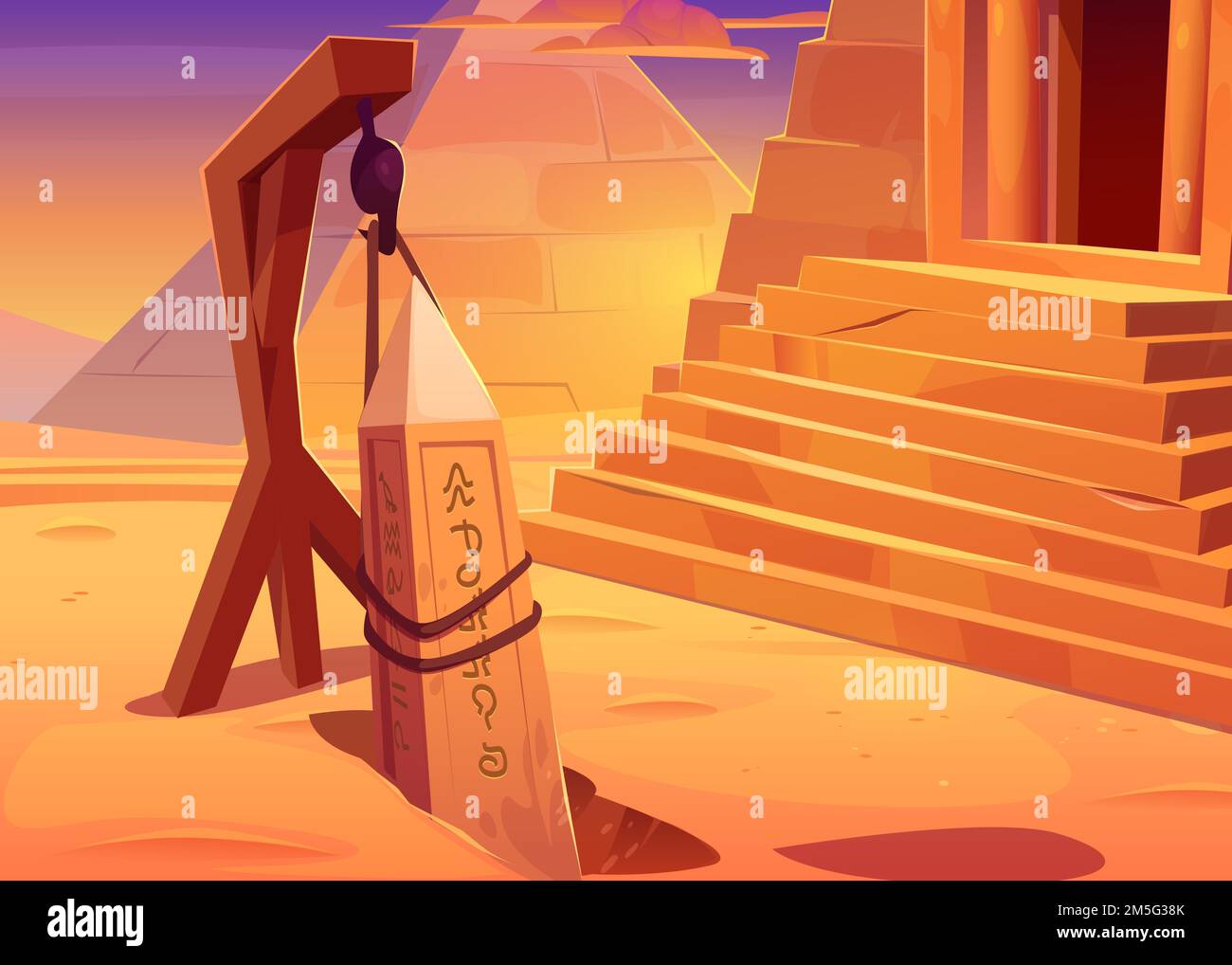 Archeology excavation next to ancient pyramid in desert in Egypt ...