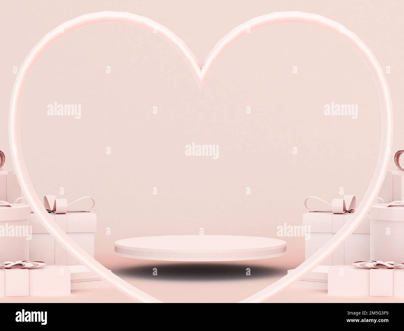 Valentines Day podium abstract. scene with Valentines object and pink ...