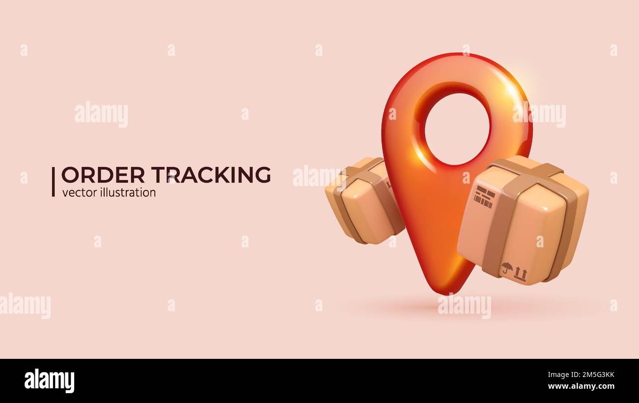 3D Online delivery tracking concept. Realistic 3d Design of Fast ...
