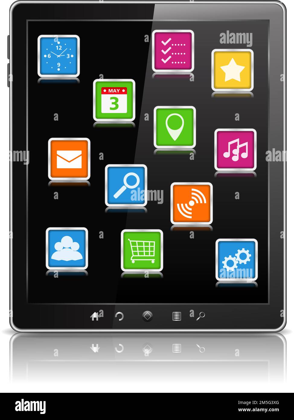 Tablet PC with icons on the screen, vector eps10 illustration Stock ...