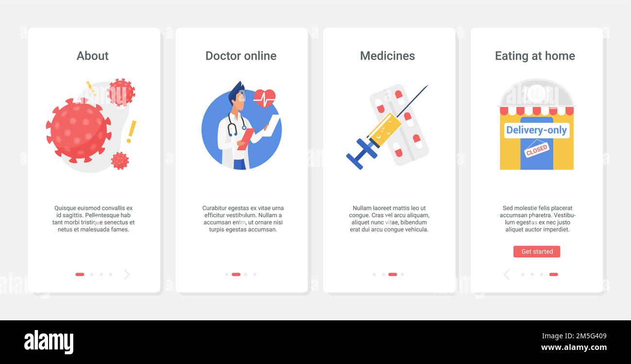 Coronavirus protection cartoon vector illustration. UX, UI onboarding ...