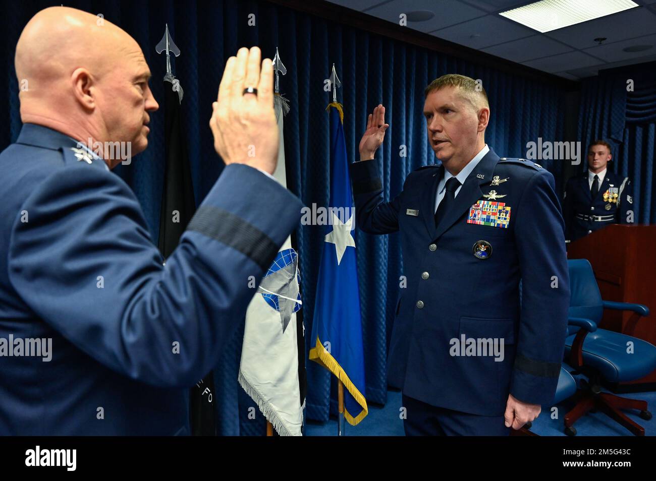 Maj. Gen. Shawn Bratton recites the oath of office during his promotion ...