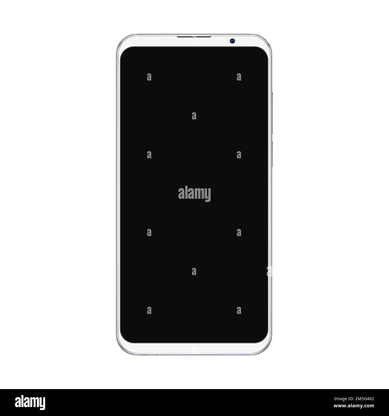Realistic trendy white smartphone mockup with blank black screen ...