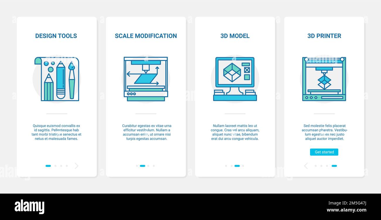 Design Equipment Vector Illustration Ux Ui Onboarding Mobile App Page Screen Set With Line