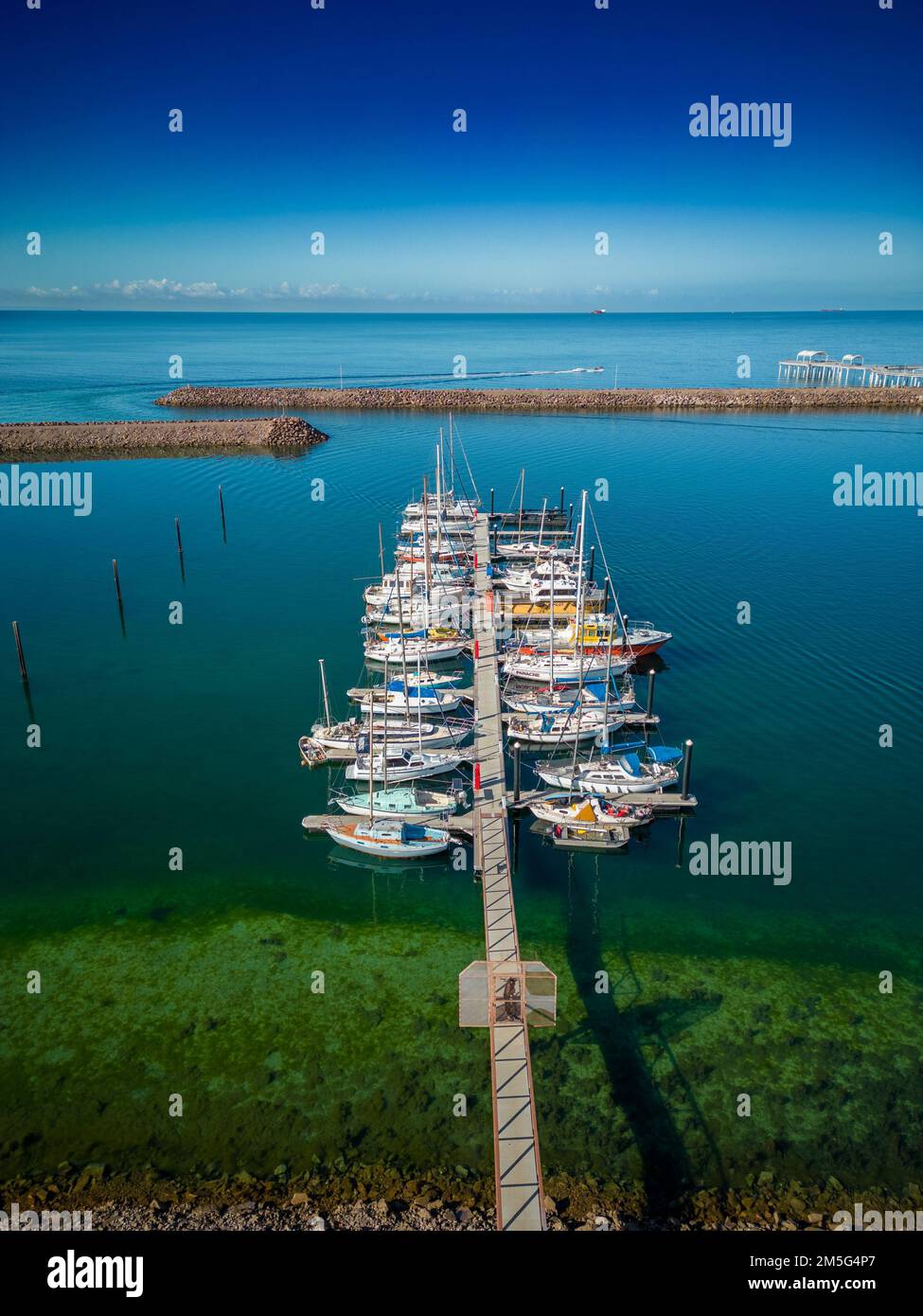 An aerial view of boats in port of Whyalla Stock Photo - Alamy