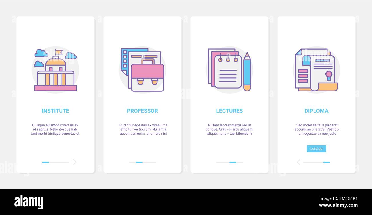 Higher education study vector illustration. UX, UI onboarding mobile ...
