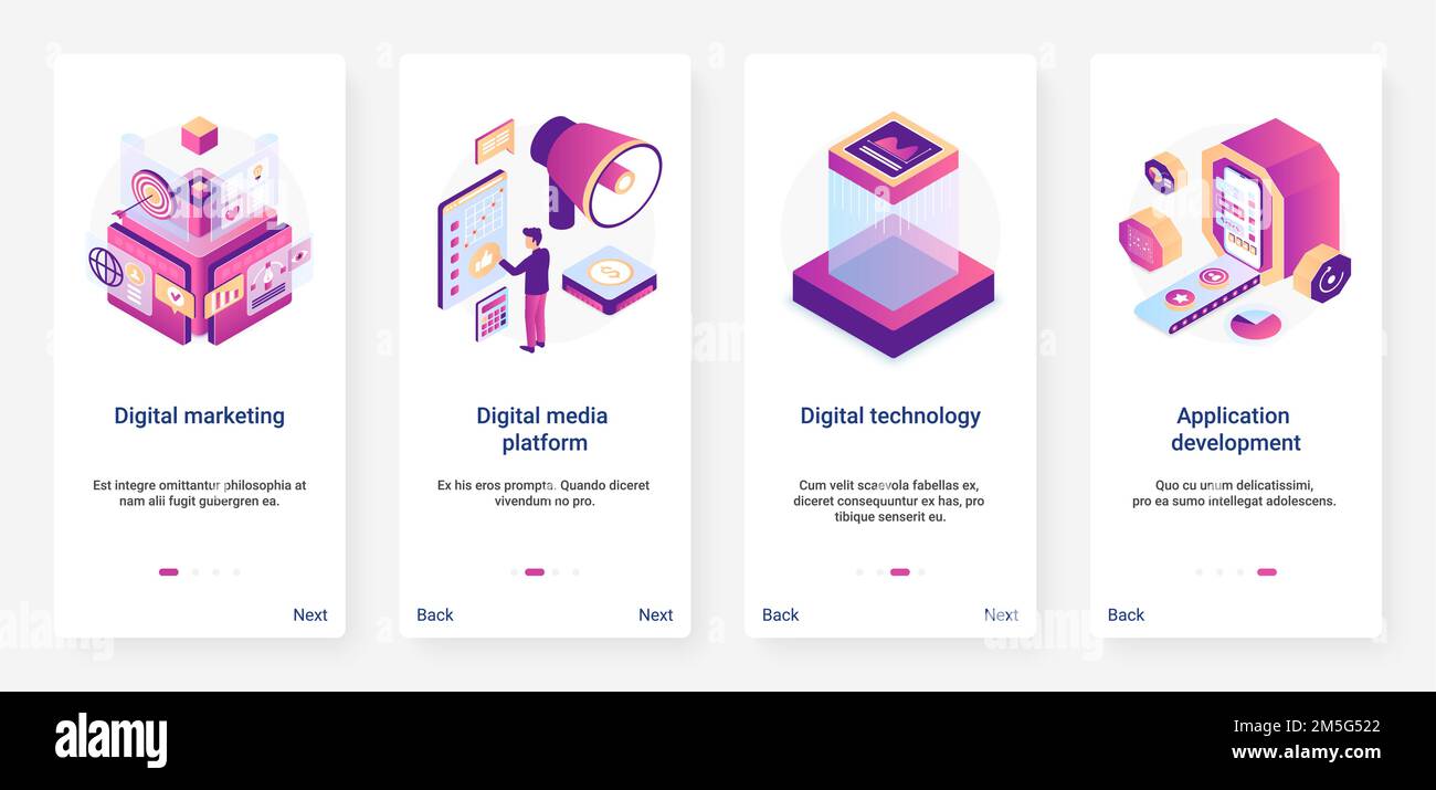 Isometric Digital Marketing Application Development Vector Illustration
