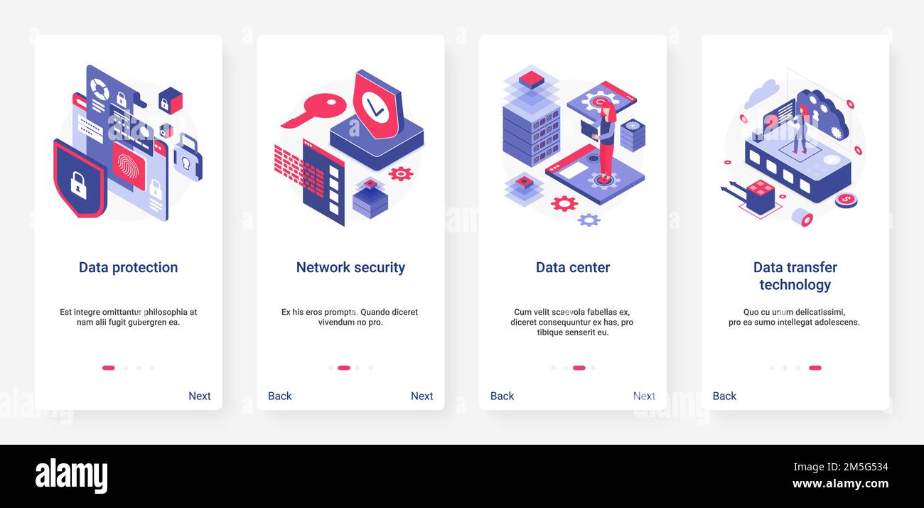 Isometric Data Protection Network Security Technology Vector