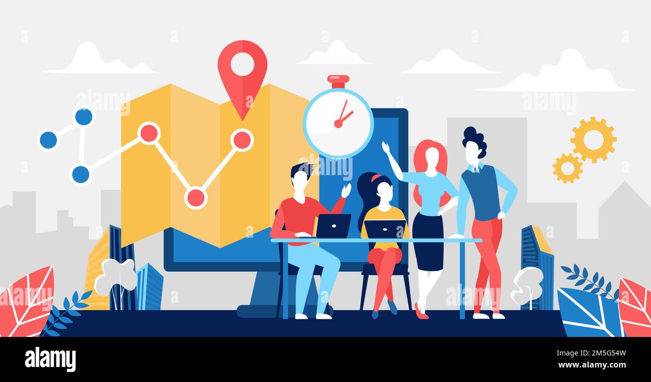 Delivery logistic service concept vector illustration. Cartoon team of ...