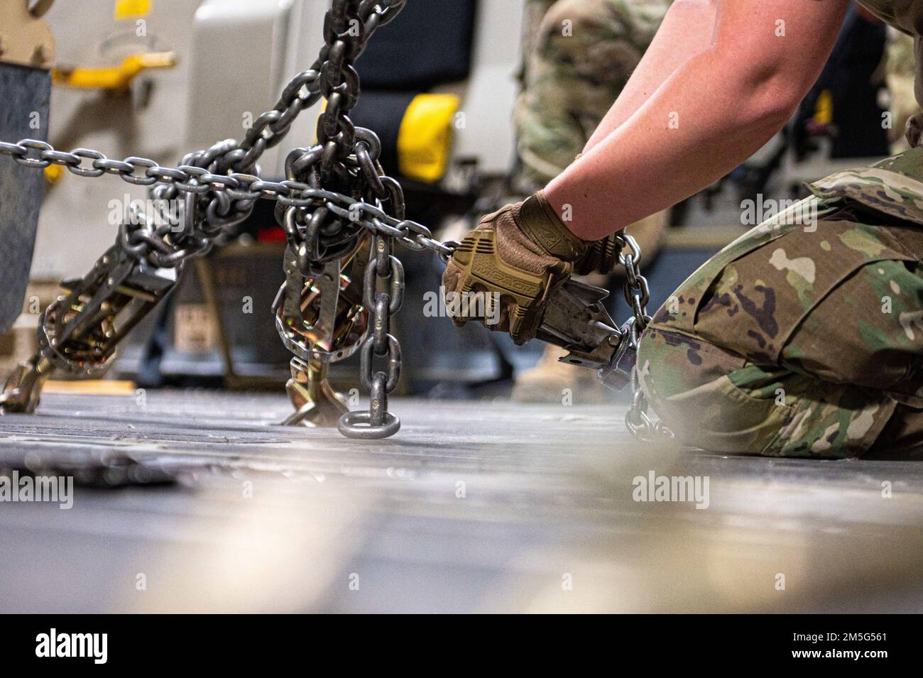 U.S. Air Force Tech. Sgt. Kayleigh Haggerty, a ramp supervisor assigned ...