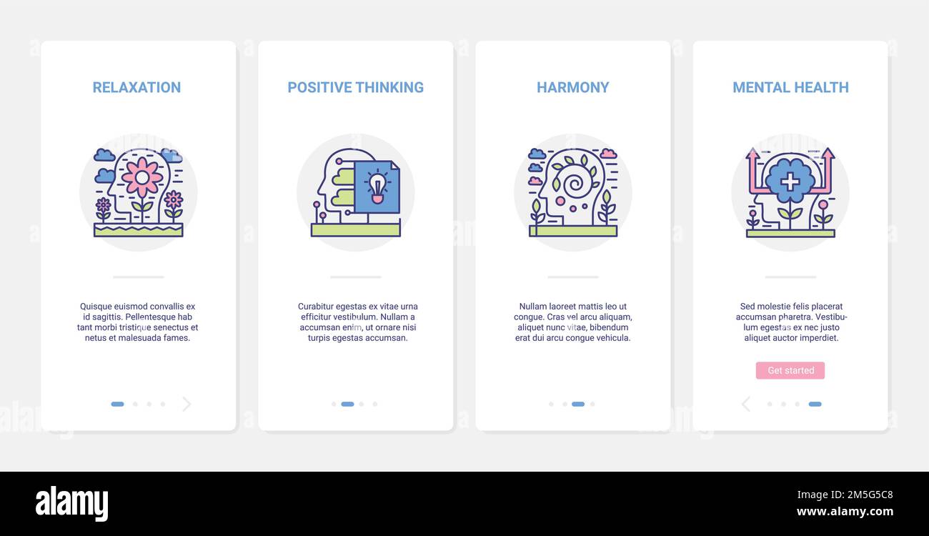 Mental health, stress or depression prevention vector illustration. UX ...