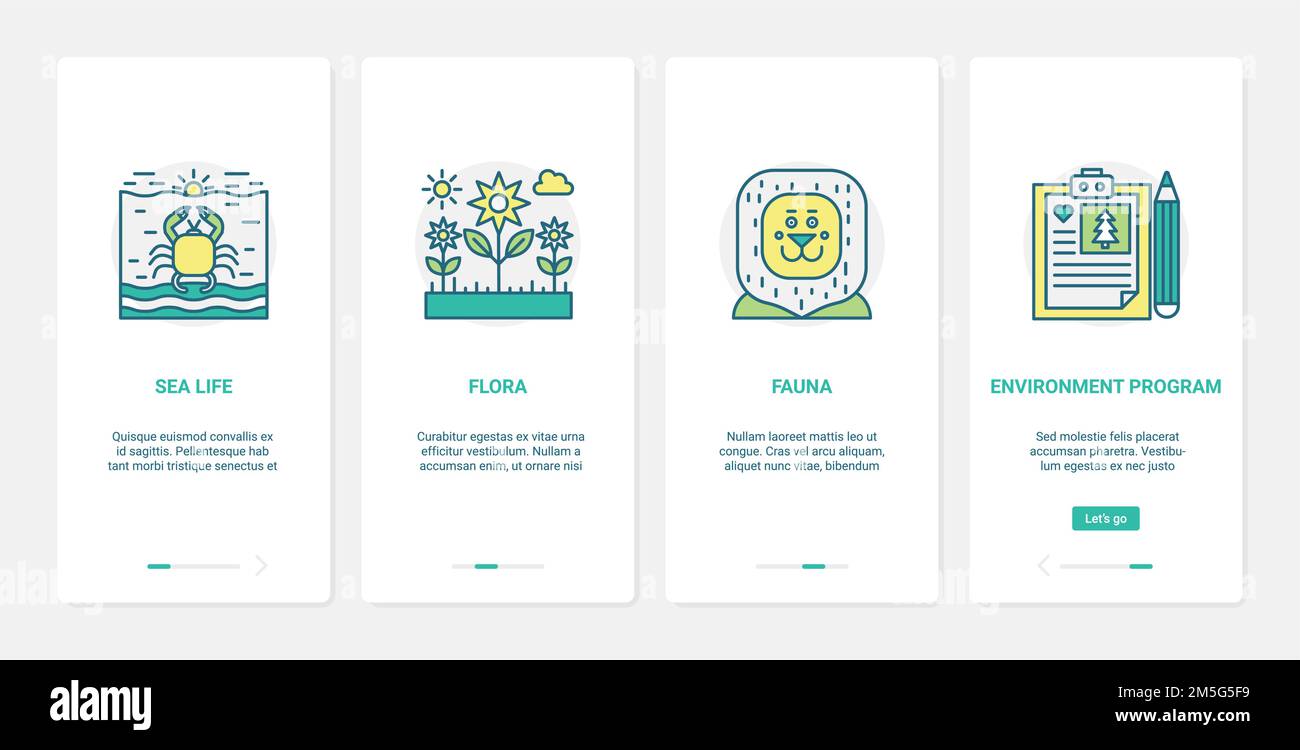 Ecology protection technology vector illustration. UX, UI onboarding ...