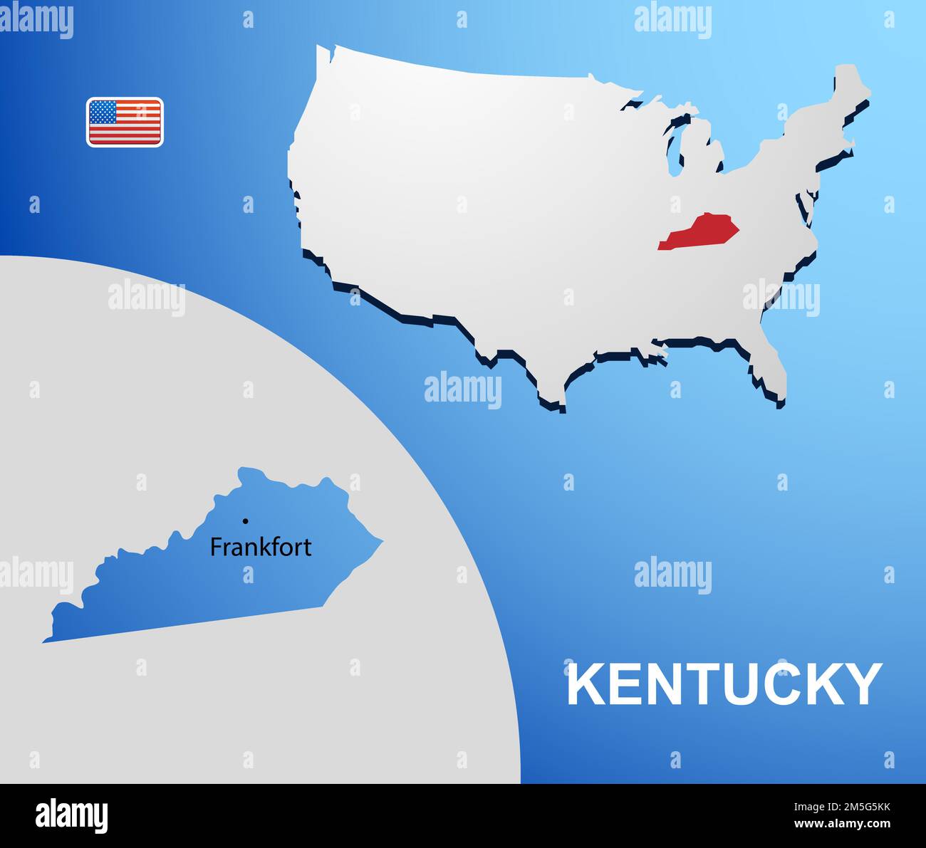 Kentucky on USA map with map of the state Stock Vector Image & Art - Alamy