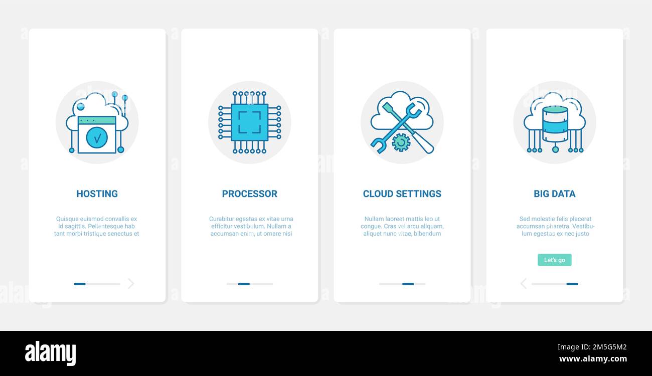 Big Data Cloud Hosting Internet Technology Vector Illustration Ux Ui Onboarding Mobile App