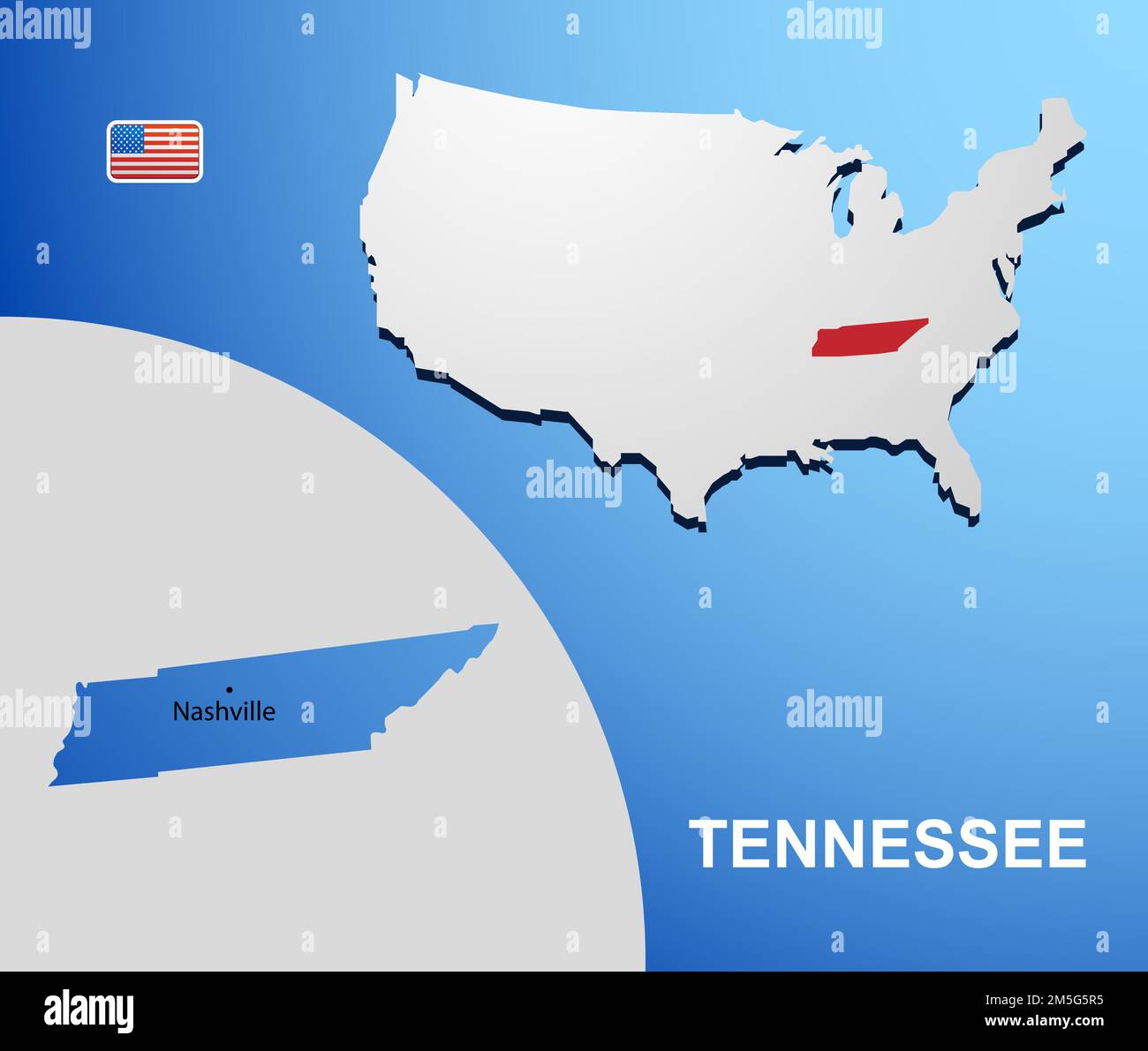 Tennessee on USA map with map of the state Stock Vector Image & Art - Alamy