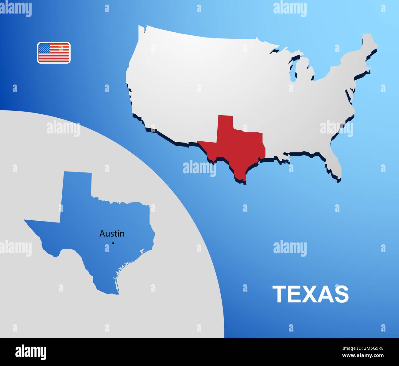 Texas on USA map with map of the state Stock Vector Image & Art - Alamy