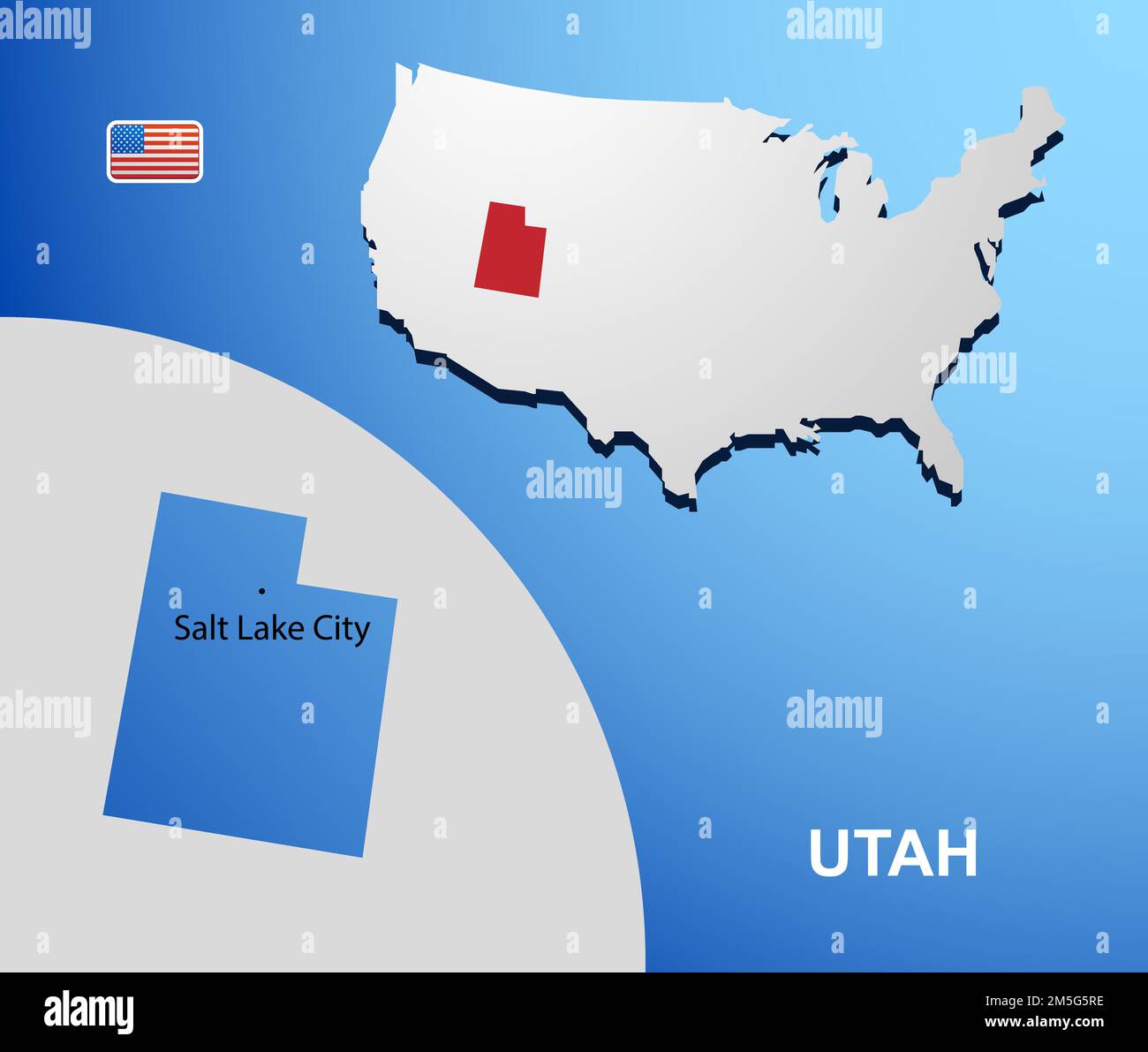 Utah on USA map with map of the state Stock Vector Image & Art - Alamy