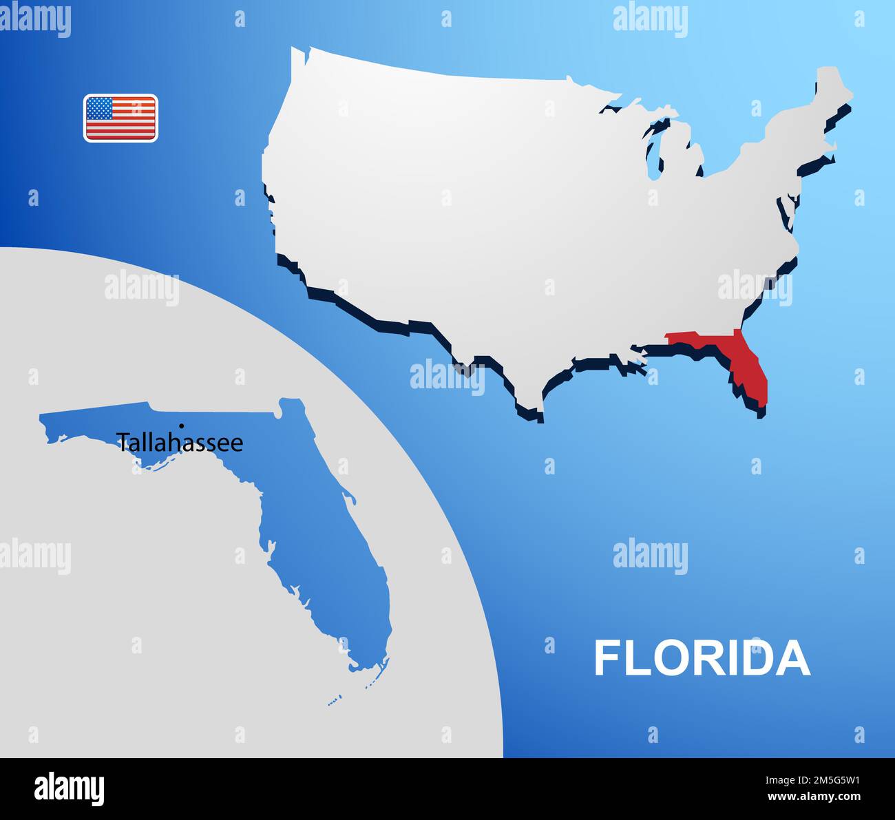Florida on USA map with map of the state Stock Vector Image & Art - Alamy