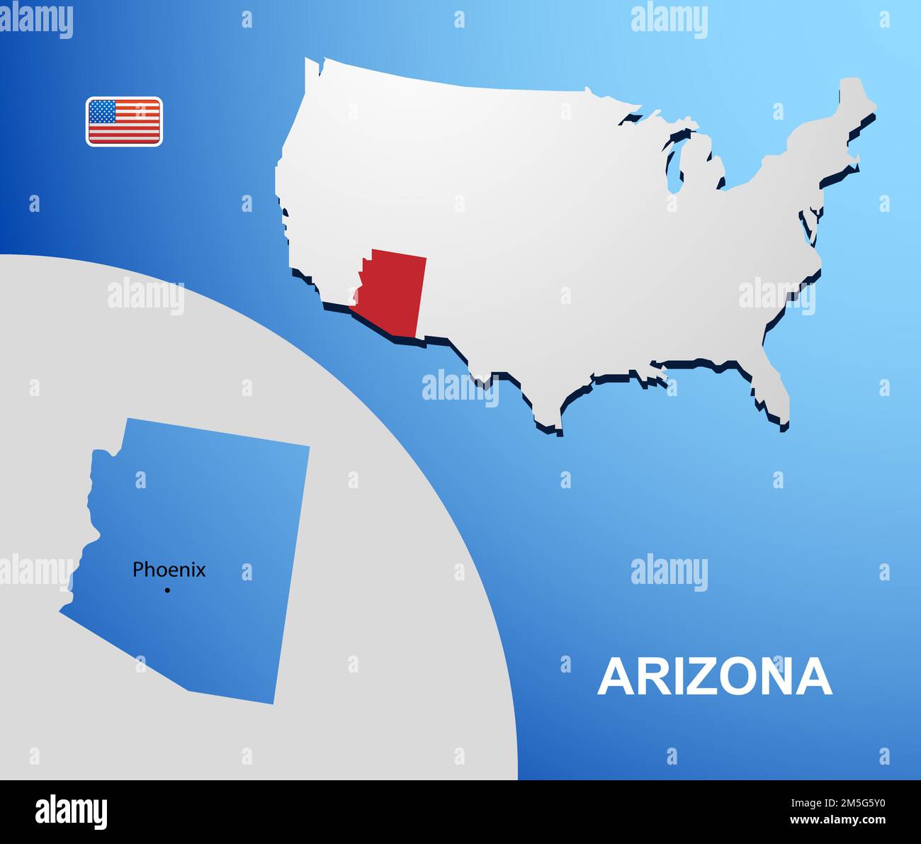 Arizona on USA map with map of the state Stock Vector Image & Art - Alamy