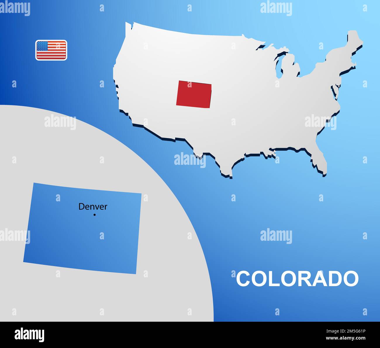 Colorado on USA map with map of the state Stock Vector Image & Art - Alamy