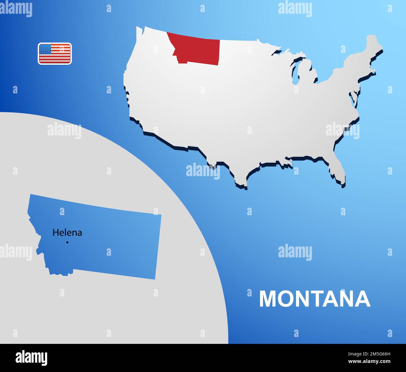 Montana on USA map with map of the state Stock Vector Image & Art - Alamy