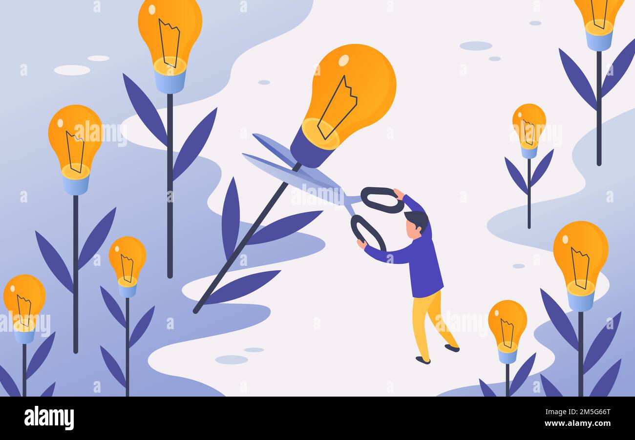 People harvest idea light bulb, business startup concept vector ...