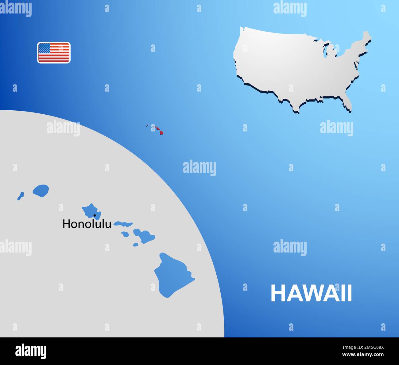 Hawaii on USA map with map of the state Stock Vector Image & Art - Alamy