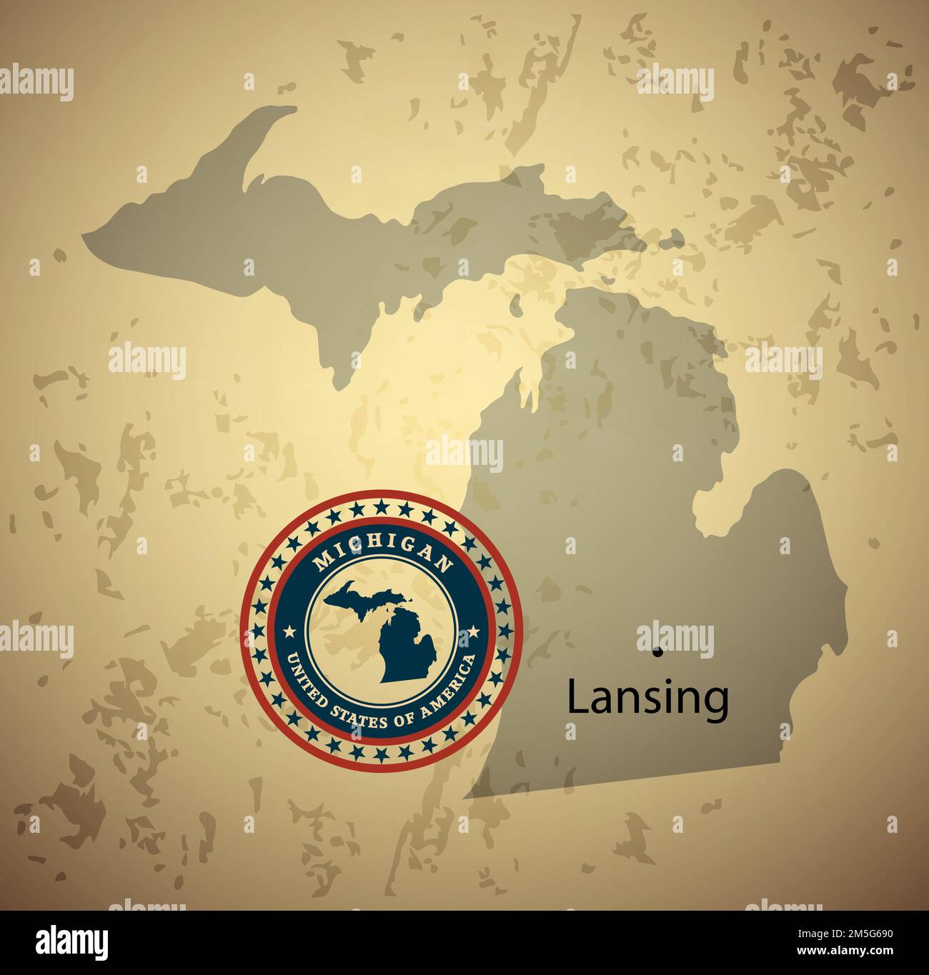 Michigan map with stamp vintage vector background Stock Vector Image ...